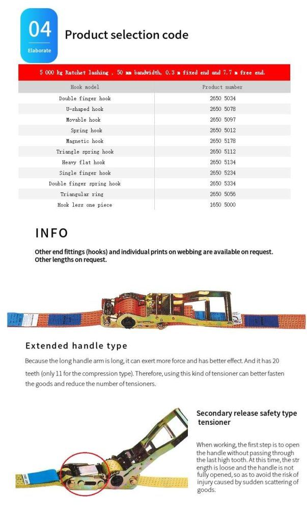 High Stength Duarable Yale Ratchet Lashing Fixing Belt Equipment For ...